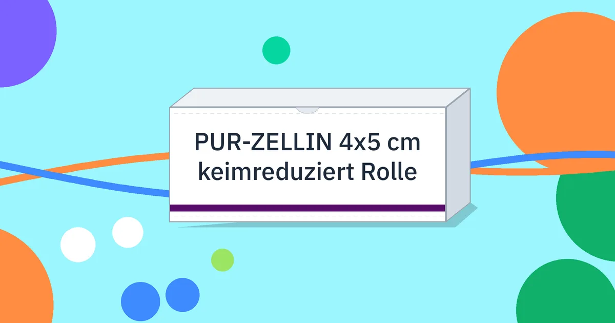 Symbolbild: Packung mit der Aufschrift PUR-ZELLIN 4x5 cm keimreduziert Rolle (PZN 18758938) – Verfügbarkeit und Bezug in Apotheken in Frankfurt am Main