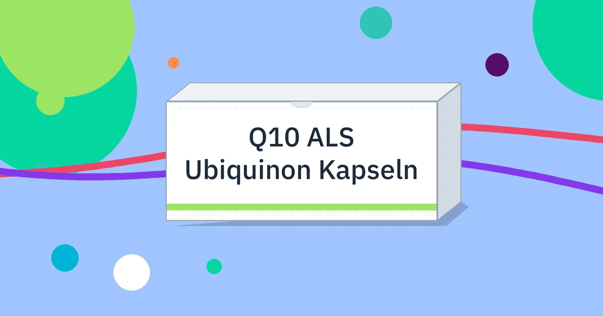 Symbolbild: Packung mit der Aufschrift Q10 ALS Ubiquinon Kapseln (PZN 11547919) – Verfügbarkeit und Bezug in Apotheken in Frankfurt am Main