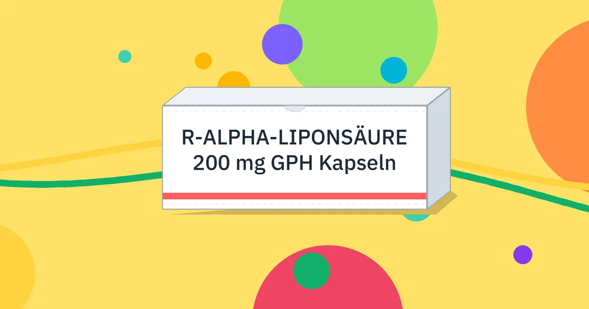 Symbolbild: Packung mit der Aufschrift R-ALPHA-LIPONSÄURE 200 mg GPH Kapseln (PZN 16234823) – Verfügbarkeit und Bezug in Apotheken in Frankfurt am Main