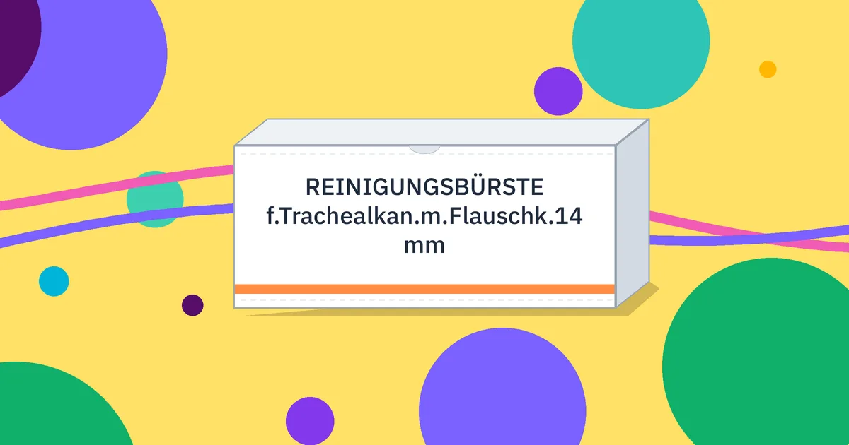 Symbolbild: Packung mit der Aufschrift REINIGUNGSBÜRSTE f.Trachealkan.m.Flauschk.14 mm (PZN 00140221) – Verfügbarkeit und Bezug in Apotheken in Frankfurt am Main