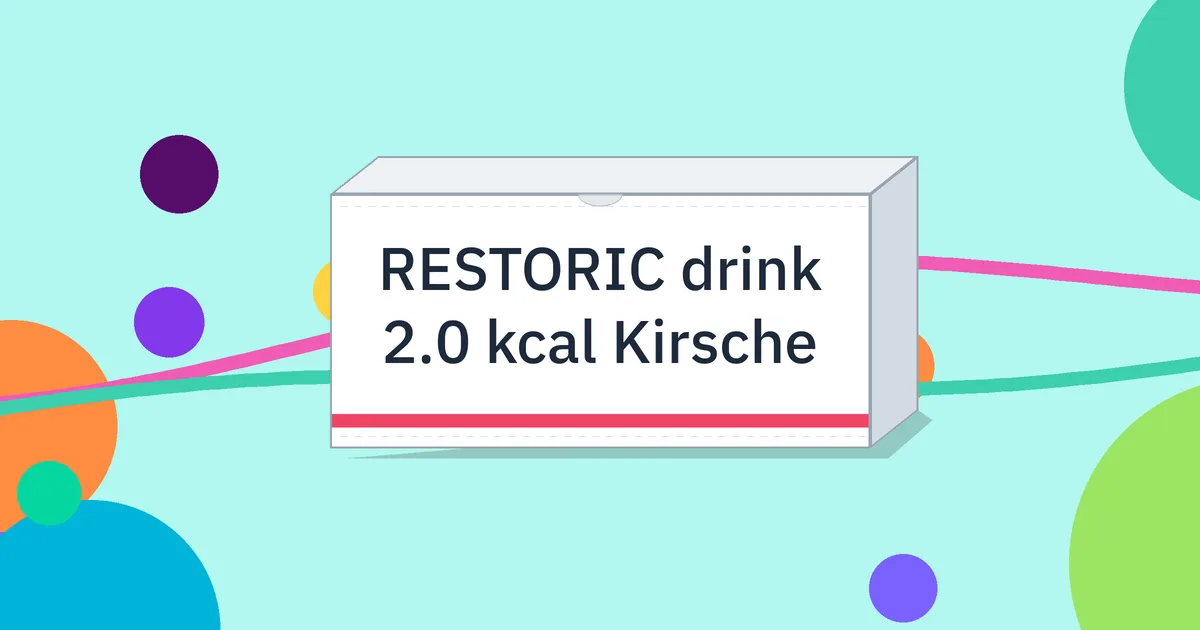 Symbolbild: Packung mit der Aufschrift RESTORIC drink 2.0 kcal Kirsche (PZN 16821265) – Verfügbarkeit und Bezug in Apotheken in Frankfurt am Main