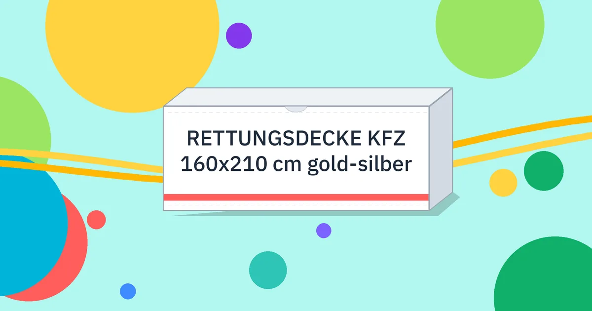 Symbolbild: Packung mit der Aufschrift RETTUNGSDECKE KFZ 160x210 cm gold-silber (PZN 04938714) – Verfügbarkeit und Bezug in Apotheken in Frankfurt am Main