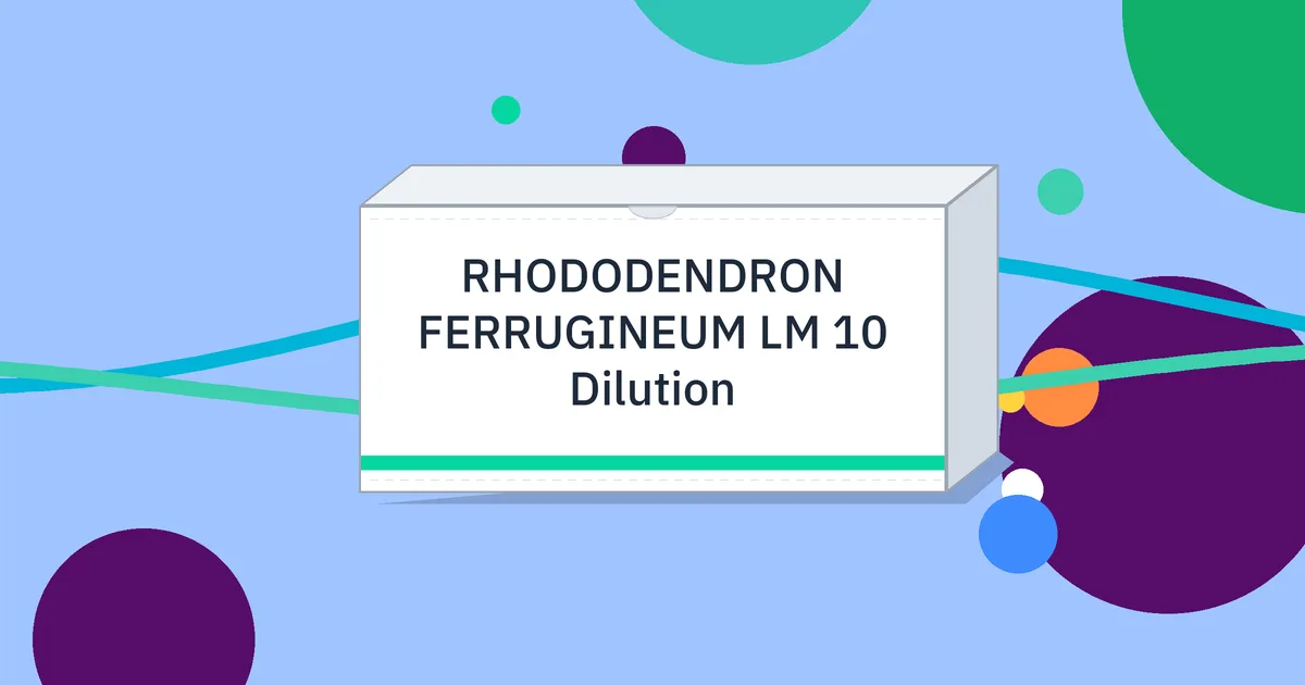 Symbolbild: Packung mit der Aufschrift RHODODENDRON FERRUGINEUM LM 10 Dilution (PZN 13051298) – Verfügbarkeit und Bezug in Apotheken in Frankfurt am Main