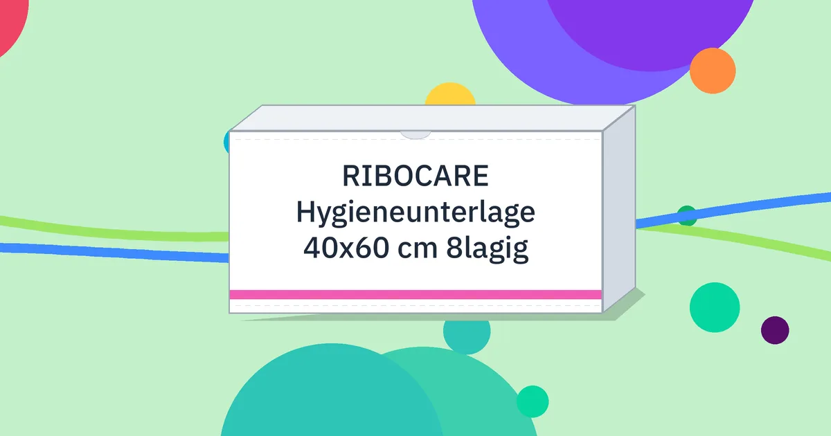 Symbolbild: Packung mit der Aufschrift RIBOCARE Hygieneunterlage 40x60 cm 8lagig (PZN 13587662) – Verfügbarkeit und Bezug in Apotheken in Frankfurt am Main
