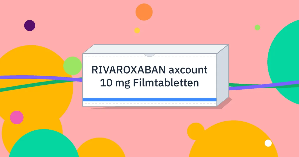 Symbolbild: Packung mit der Aufschrift RIVAROXABAN axcount 10 mg Filmtabletten (PZN 20081489) – Verfügbarkeit und Bezug in Apotheken in Frankfurt am Main