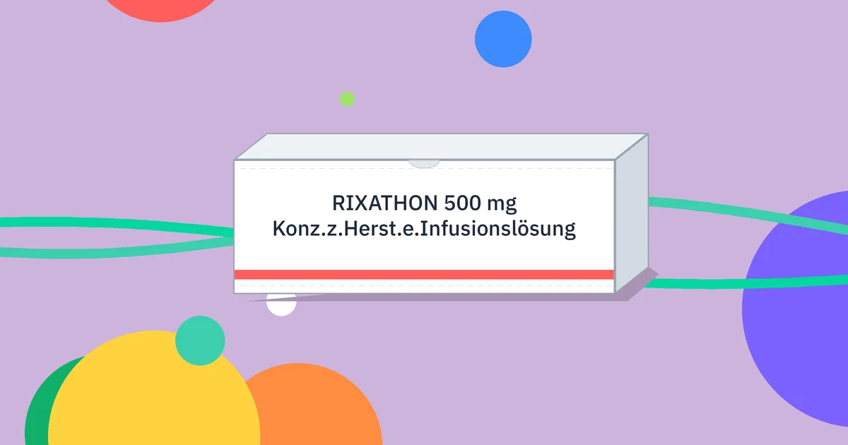 Symbolbild: Packung mit der Aufschrift RIXATHON 500 mg Konz.z.Herst.e.Infusionslösung (PZN 19668226) – Verfügbarkeit und Bezug in Apotheken in Frankfurt am Main