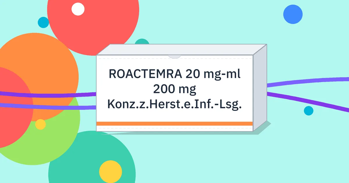 Symbolbild: Packung mit der Aufschrift ROACTEMRA 20 mg-ml 200 mg Konz.z.Herst.e.Inf.-Lsg. (PZN 07751471) – Verfügbarkeit und Bezug in Apotheken in Frankfurt am Main