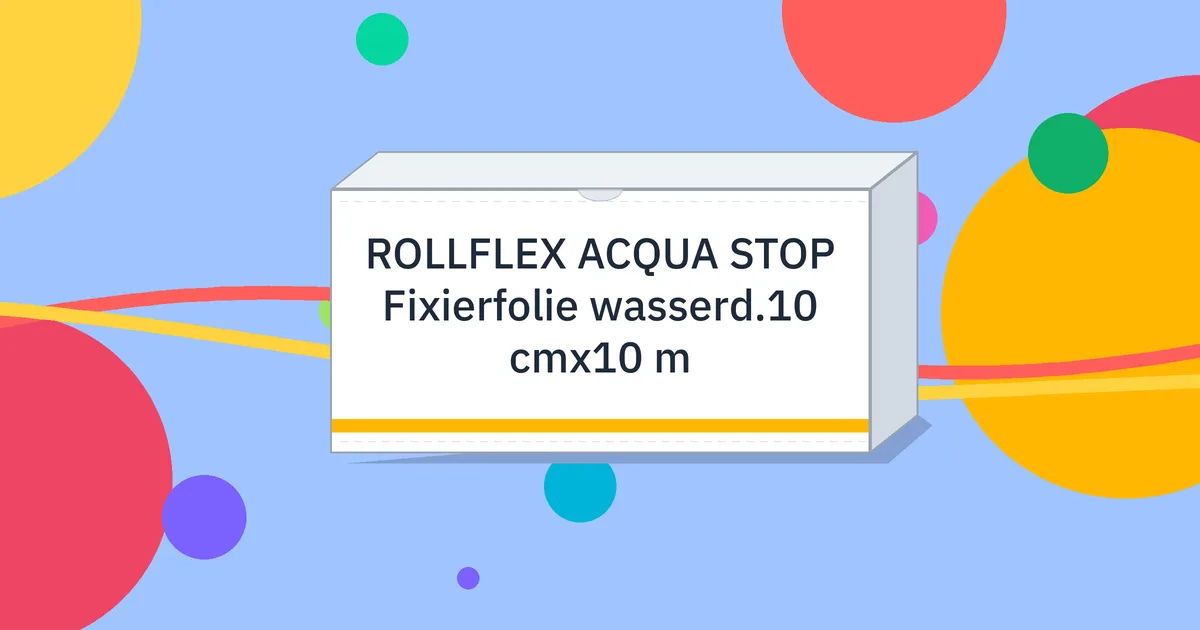 Symbolbild: Packung mit der Aufschrift ROLLFLEX ACQUA STOP Fixierfolie wasserd.10 cmx10 m (PZN 20128699) – Verfügbarkeit und Bezug in Apotheken in Frankfurt am Main