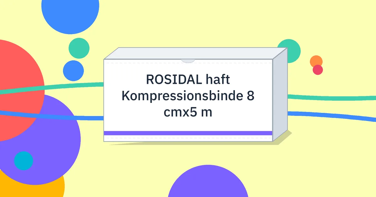 Symbolbild: Packung mit der Aufschrift ROSIDAL haft Kompressionsbinde 8 cmx5 m (PZN 17851280) – Verfügbarkeit und Bezug in Apotheken in Frankfurt am Main