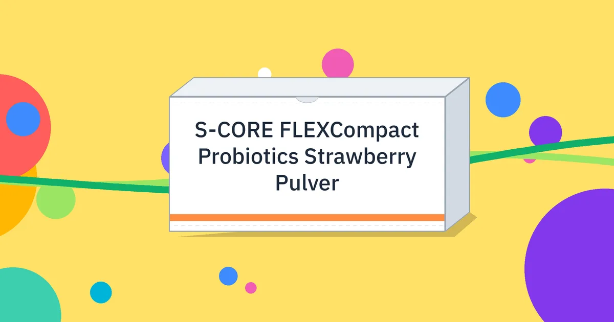 Symbolbild: Packung mit der Aufschrift S-CORE FLEXCompact Probiotics Strawberry Pulver (PZN 18097193) – Verfügbarkeit und Bezug in Apotheken in Frankfurt am Main