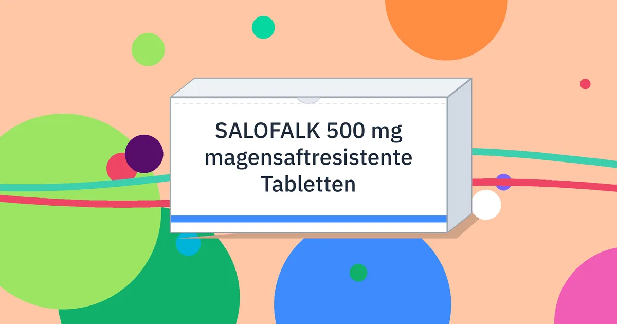 Symbolbild: Packung mit der Aufschrift SALOFALK 500 mg magensaftresistente Tabletten (PZN 06836774) – Verfügbarkeit und Bezug in Apotheken in Frankfurt am Main