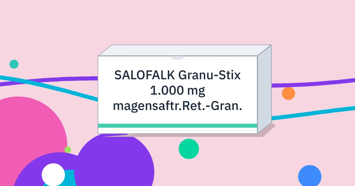 Symbolbild: Packung mit der Aufschrift SALOFALK Granu-Stix 1.000 mg magensaftr.Ret.-Gran. (PZN 02145524) – Verfügbarkeit und Bezug in Apotheken in Frankfurt am Main