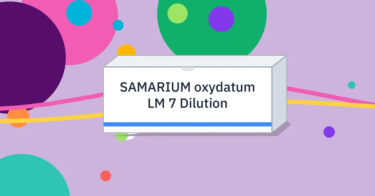 Symbolbild: Packung mit der Aufschrift SAMARIUM oxydatum LM 7 Dilution (PZN 13682426) – Verfügbarkeit und Bezug in Apotheken in Frankfurt am Main