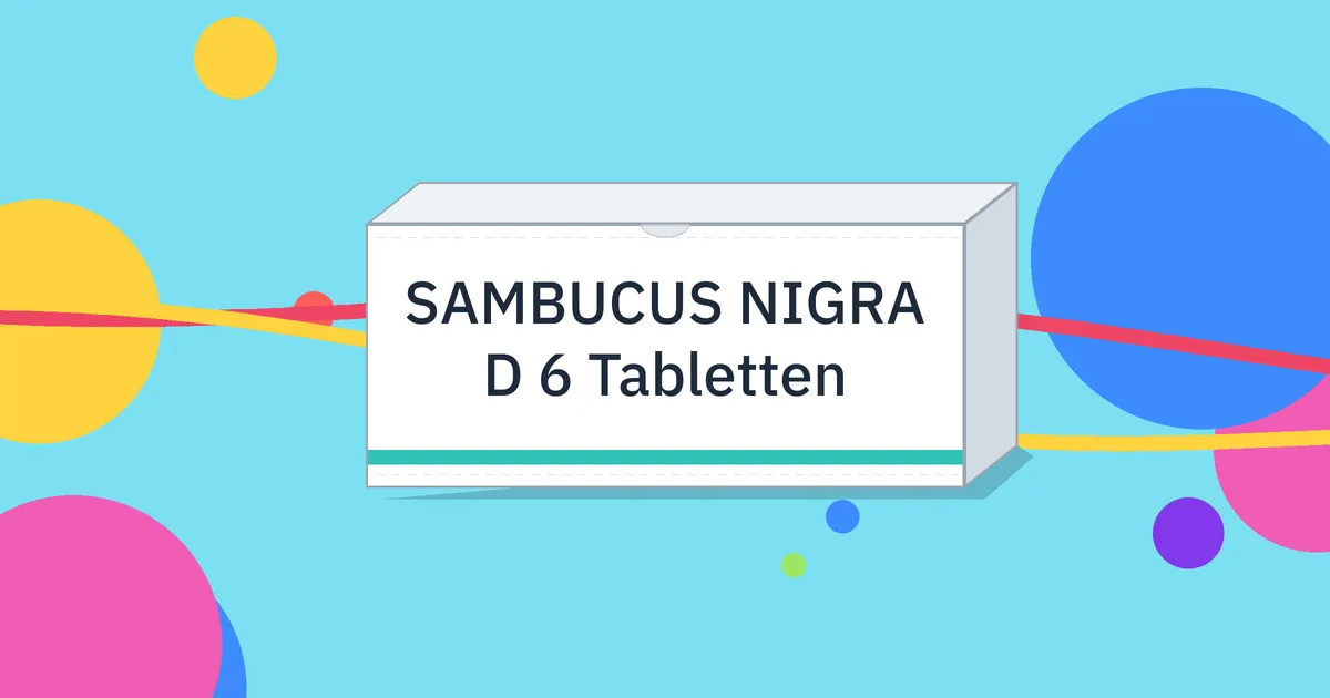 Symbolbild: Packung mit der Aufschrift SAMBUCUS NIGRA D 6 Tabletten (PZN 02635754) – Verfügbarkeit und Bezug in Apotheken in Frankfurt am Main