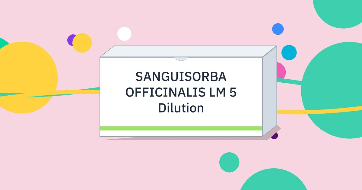 Symbolbild: Packung mit der Aufschrift SANGUISORBA OFFICINALIS LM 5 Dilution (PZN 13683319) – Verfügbarkeit und Bezug in Apotheken in Frankfurt am Main