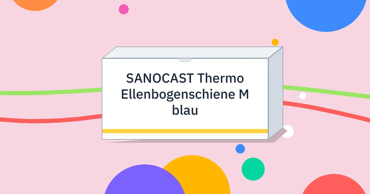 Symbolbild: Packung mit der Aufschrift SANOCAST Thermo Ellenbogenschiene M blau (PZN 15260847) – Verfügbarkeit und Bezug in Apotheken in Frankfurt am Main