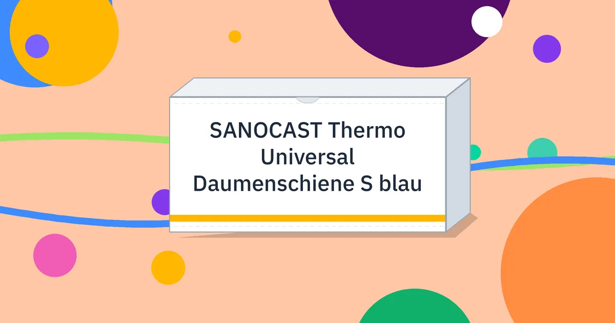 Symbolbild: Packung mit der Aufschrift SANOCAST Thermo Universal Daumenschiene S blau (PZN 15260244) – Verfügbarkeit und Bezug in Apotheken in Frankfurt am Main