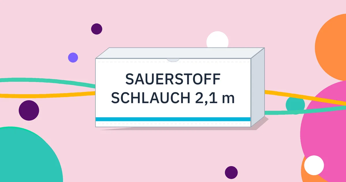 Symbolbild: Packung mit der Aufschrift SAUERSTOFF SCHLAUCH 2,1 m (PZN 02410618) – Verfügbarkeit und Bezug in Apotheken in Frankfurt am Main