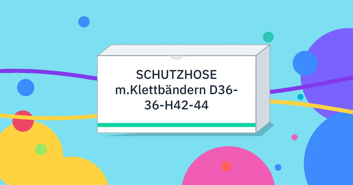 Symbolbild: Packung mit der Aufschrift SCHUTZHOSE m.Klettbändern D36-36-H42-44 (PZN 04299444) – Verfügbarkeit und Bezug in Apotheken in Frankfurt am Main