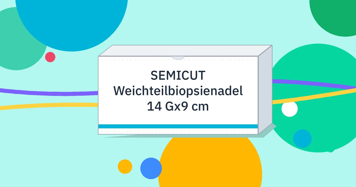 Symbolbild: Packung mit der Aufschrift SEMICUT Weichteilbiopsienadel 14 Gx9 cm (PZN 19735721) – Verfügbarkeit und Bezug in Apotheken in Frankfurt am Main