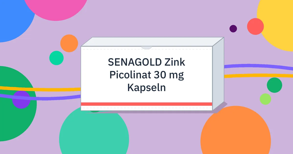 Symbolbild: Packung mit der Aufschrift SENAGOLD Zink Picolinat 30 mg Kapseln (PZN 16896524) – Verfügbarkeit und Bezug in Apotheken in Frankfurt am Main