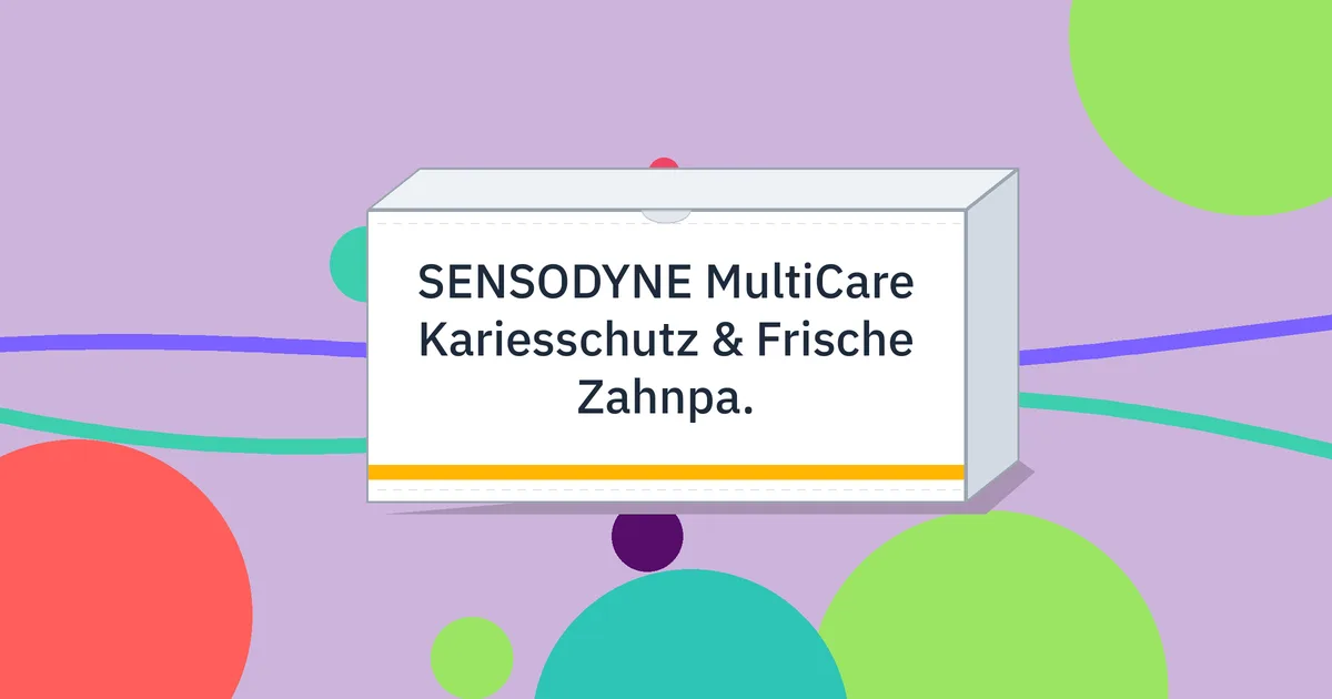 Symbolbild: Packung mit der Aufschrift SENSODYNE MultiCare Kariesschutz & Frische Zahnpa. (PZN 18707757) – Verfügbarkeit und Bezug in Apotheken in Frankfurt am Main