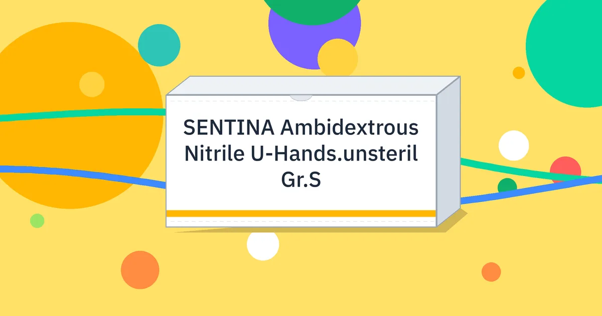 Symbolbild: Packung mit der Aufschrift SENTINA Ambidextrous Nitrile U-Hands.unsteril Gr.S (PZN 17516015) – Verfügbarkeit und Bezug in Apotheken in Frankfurt am Main