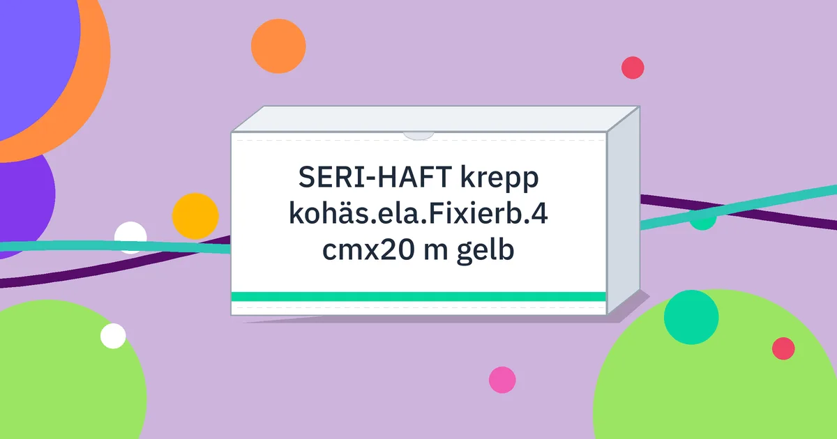 Symbolbild: Packung mit der Aufschrift SERI-HAFT krepp kohäs.ela.Fixierb.4 cmx20 m gelb (PZN 20943376) – Verfügbarkeit und Bezug in Apotheken in Frankfurt am Main