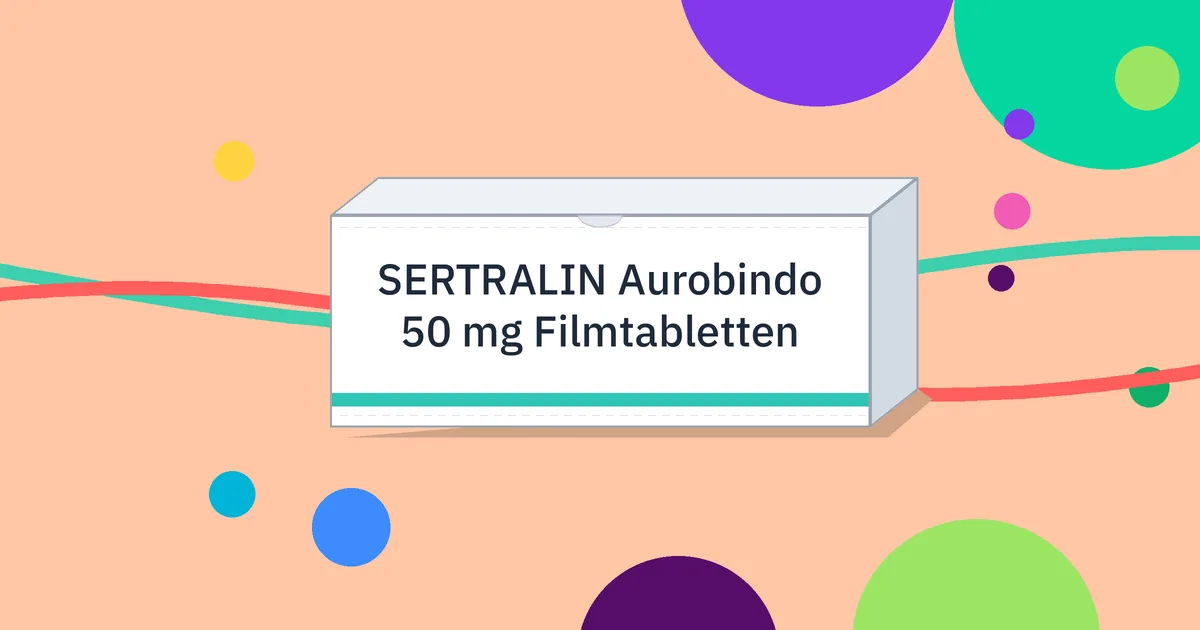 Symbolbild: Packung mit der Aufschrift SERTRALIN Aurobindo 50 mg Filmtabletten (PZN 18165084) – Verfügbarkeit und Bezug in Apotheken in Frankfurt am Main