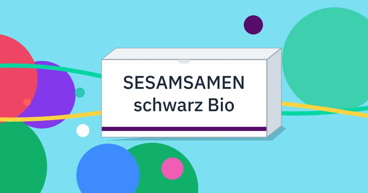 Symbolbild: Packung mit der Aufschrift SESAMSAMEN schwarz Bio (PZN 12649289) – Verfügbarkeit und Bezug in Apotheken in Frankfurt am Main