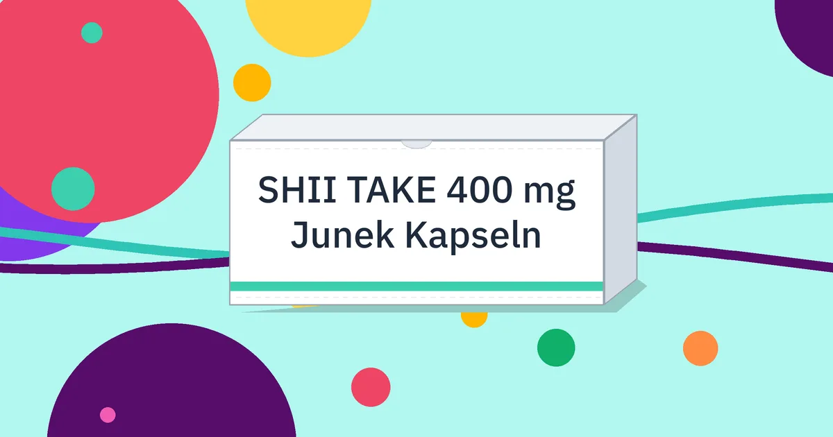 Symbolbild: Packung mit der Aufschrift SHII TAKE 400 mg Junek Kapseln (PZN 01107390) – Verfügbarkeit und Bezug in Apotheken in Frankfurt am Main