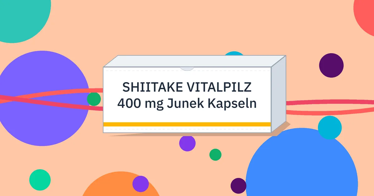 Symbolbild: Packung mit der Aufschrift SHIITAKE VITALPILZ 400 mg Junek Kapseln (PZN 01115521) – Verfügbarkeit und Bezug in Apotheken in Frankfurt am Main