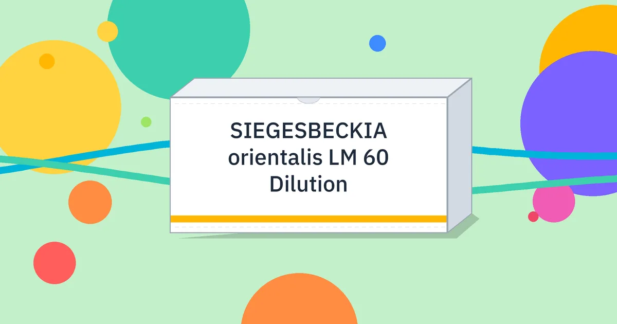 Symbolbild: Packung mit der Aufschrift SIEGESBECKIA orientalis LM 60 Dilution (PZN 13677709) – Verfügbarkeit und Bezug in Apotheken in Frankfurt am Main