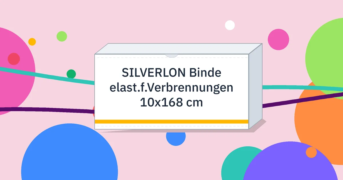 Symbolbild: Packung mit der Aufschrift SILVERLON Binde elast.f.Verbrennungen 10x168 cm (PZN 13651271) – Verfügbarkeit und Bezug in Apotheken in Frankfurt am Main