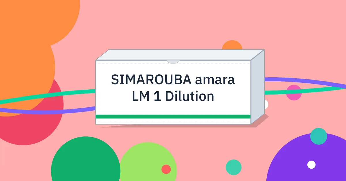 Symbolbild: Packung mit der Aufschrift SIMAROUBA amara LM 1 Dilution (PZN 13679714) – Verfügbarkeit und Bezug in Apotheken in Frankfurt am Main