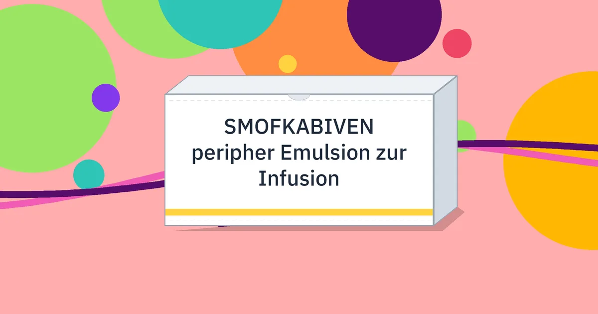 Symbolbild: Packung mit der Aufschrift SMOFKABIVEN peripher Emulsion zur Infusion (PZN 13501293) – Verfügbarkeit und Bezug in Apotheken in Frankfurt am Main