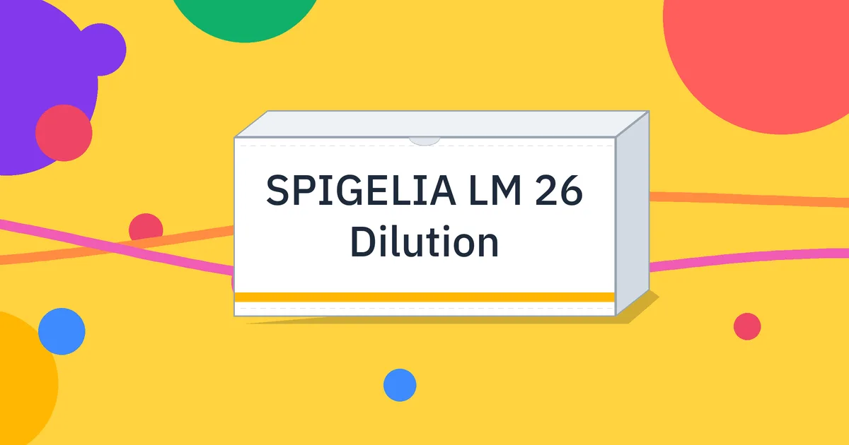 Symbolbild: Packung mit der Aufschrift SPIGELIA LM 26 Dilution (PZN 13195301) – Verfügbarkeit und Bezug in Apotheken in Frankfurt am Main