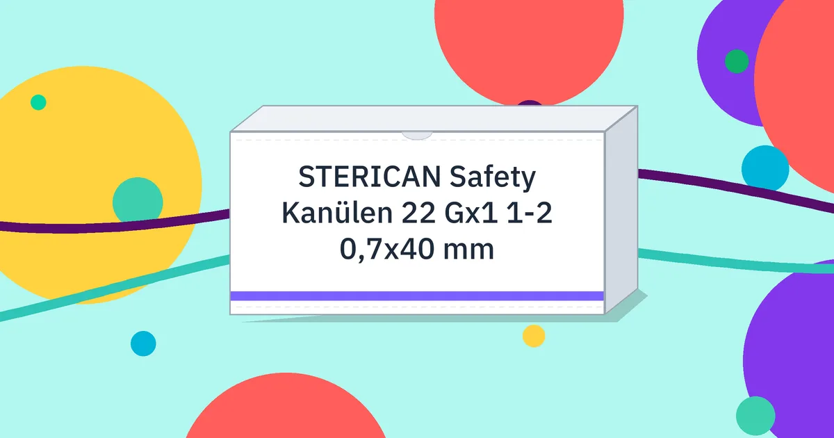 Symbolbild: Packung mit der Aufschrift STERICAN Safety Kanülen 22 Gx1 1-2 0,7x40 mm (PZN 18472490) – Verfügbarkeit und Bezug in Apotheken in Frankfurt am Main