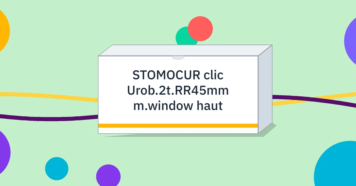 Symbolbild: Packung mit der Aufschrift STOMOCUR clic Urob.2t.RR45mm m.window haut (PZN 13866652) – Verfügbarkeit und Bezug in Apotheken in Frankfurt am Main