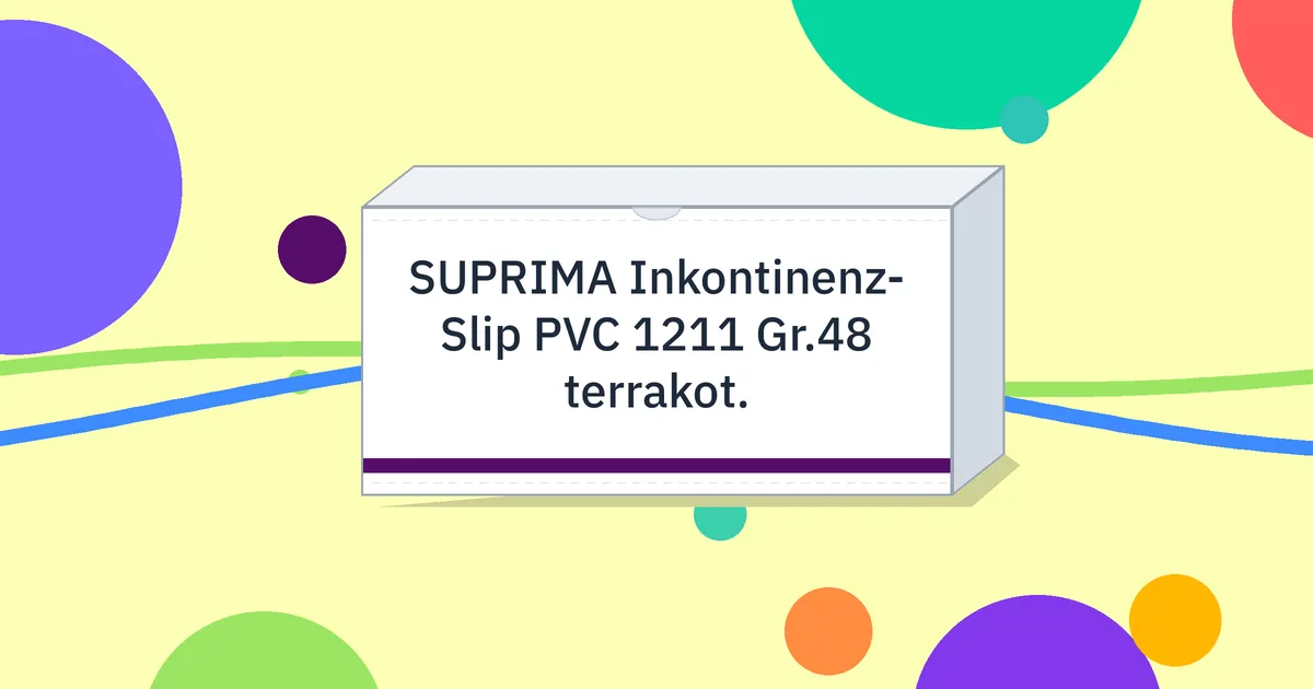 Symbolbild: Packung mit der Aufschrift SUPRIMA Inkontinenz-Slip PVC 1211 Gr.48 terrakot. (PZN 05971406) – Verfügbarkeit und Bezug in Apotheken in Frankfurt am Main