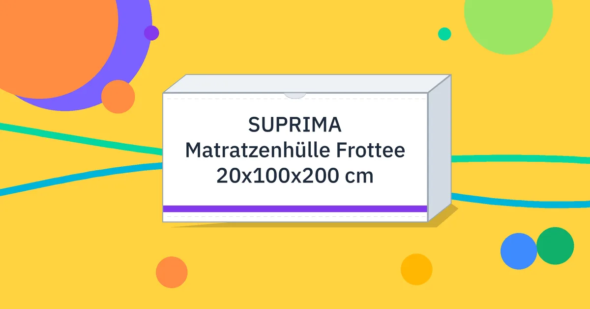 Symbolbild: Packung mit der Aufschrift SUPRIMA Matratzenhülle Frottee 20x100x200 cm (PZN 03327291) – Verfügbarkeit und Bezug in Apotheken in Frankfurt am Main