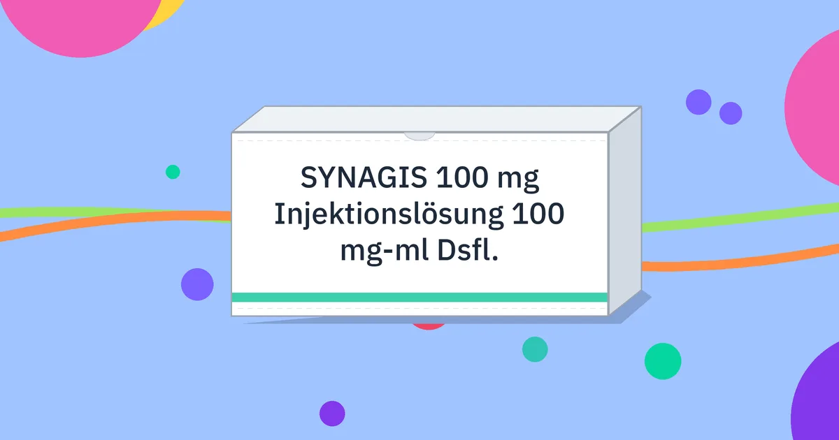 Symbolbild: Packung mit der Aufschrift SYNAGIS 100 mg Injektionslösung 100 mg-ml Dsfl. (PZN 12388624) – Verfügbarkeit und Bezug in Apotheken in Frankfurt am Main