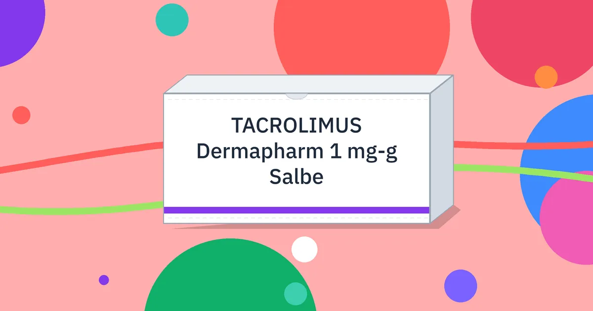 Symbolbild: Packung mit der Aufschrift TACROLIMUS Dermapharm 1 mg-g Salbe (PZN 18083469) – Verfügbarkeit und Bezug in Apotheken in Frankfurt am Main