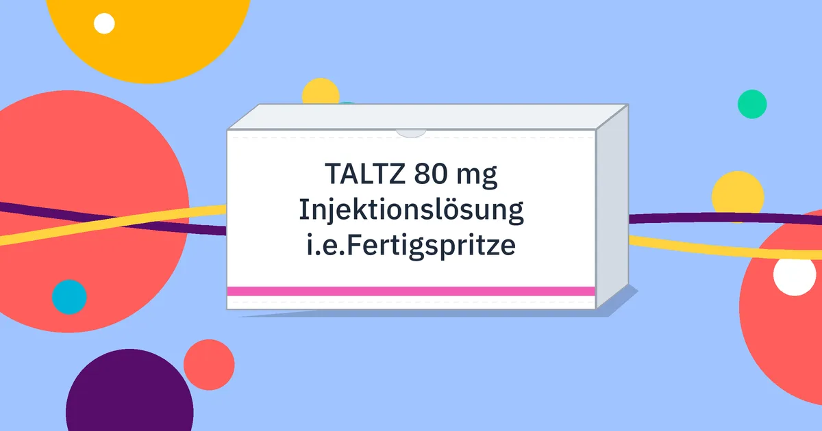 Symbolbild: Packung mit der Aufschrift TALTZ 80 mg Injektionslösung i.e.Fertigspritze (PZN 13509202) – Verfügbarkeit und Bezug in Apotheken in Frankfurt am Main