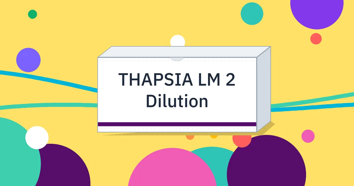Symbolbild: Packung mit der Aufschrift THAPSIA LM 2 Dilution (PZN 13689718) – Verfügbarkeit und Bezug in Apotheken in Frankfurt am Main