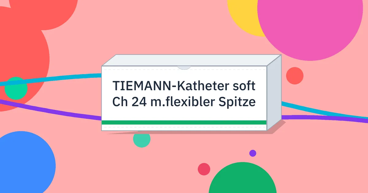 Symbolbild: Packung mit der Aufschrift TIEMANN-Katheter soft Ch 24 m.flexibler Spitze (PZN 13702258) – Verfügbarkeit und Bezug in Apotheken in Frankfurt am Main
