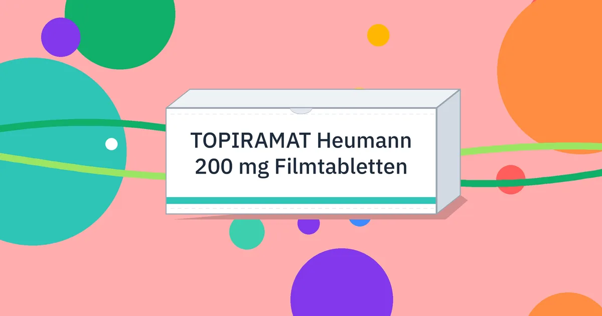 Symbolbild: Packung mit der Aufschrift TOPIRAMAT Heumann 200 mg Filmtabletten (PZN 09483454) – Verfügbarkeit und Bezug in Apotheken in Frankfurt am Main