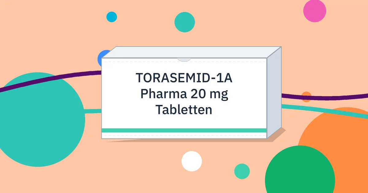 Symbolbild: Packung mit der Aufschrift TORASEMID-1A Pharma 20 mg Tabletten (PZN 05007780) – Verfügbarkeit und Bezug in Apotheken in Frankfurt am Main