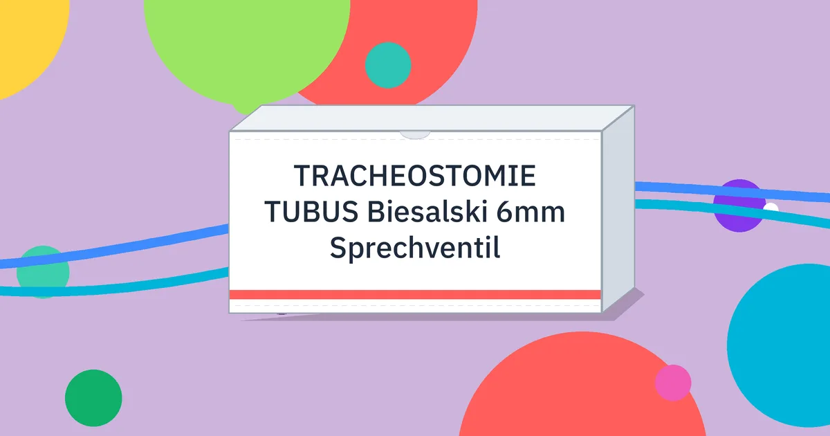 Symbolbild: Packung mit der Aufschrift TRACHEOSTOMIE TUBUS Biesalski 6mm Sprechventil (PZN 01085257) – Verfügbarkeit und Bezug in Apotheken in Frankfurt am Main