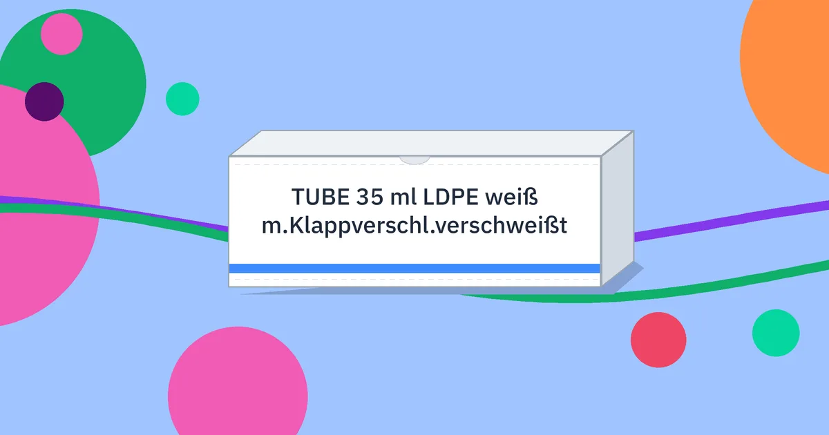 Symbolbild: Packung mit der Aufschrift TUBE 35 ml LDPE weiß m.Klappverschl.verschweißt (PZN 18015120) – Verfügbarkeit und Bezug in Apotheken in Frankfurt am Main